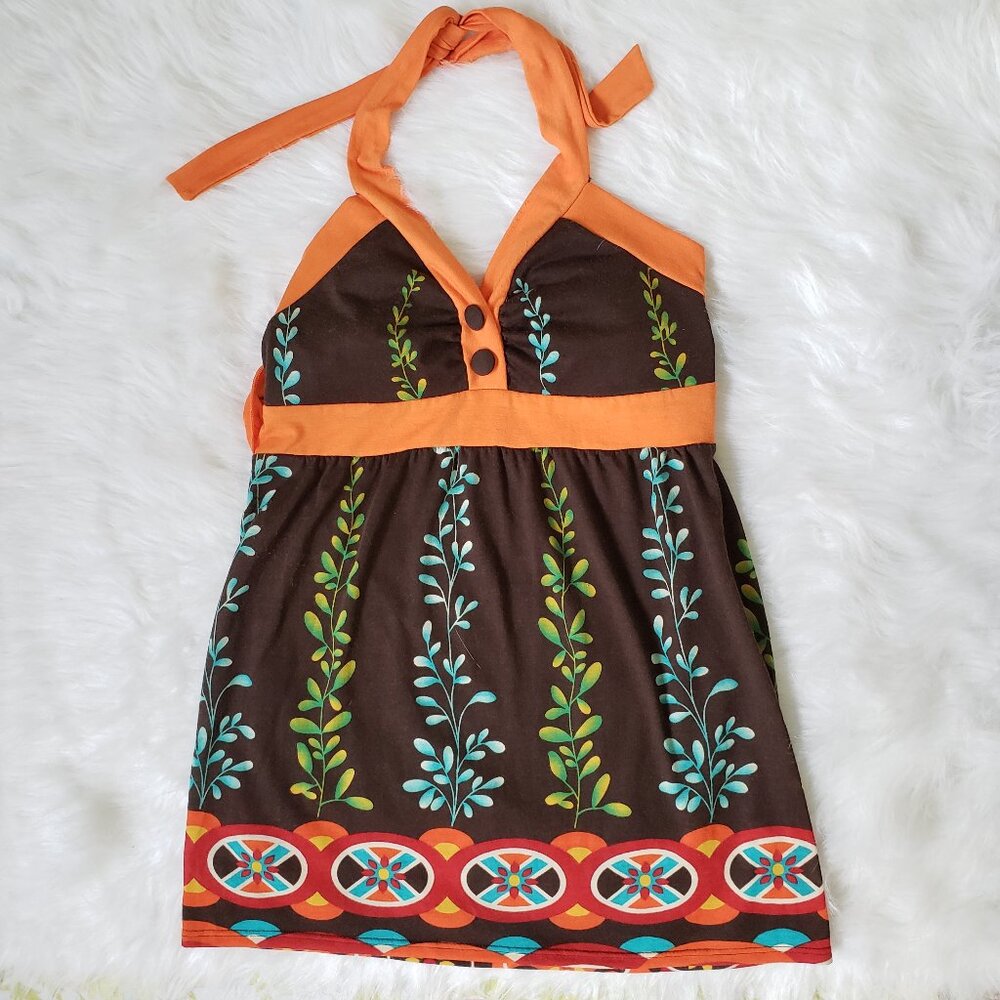 Rare Boho Y2k Vintage V-Neck Open Back Halter Top Bro… - Gem